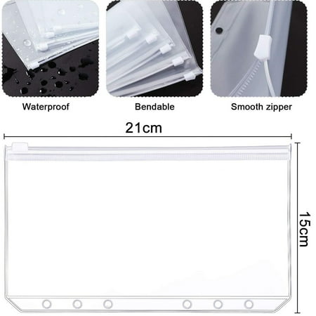 10 Pieces Binder Pocket A5 Translucent Binder Zipper Folders Waterproof ...
