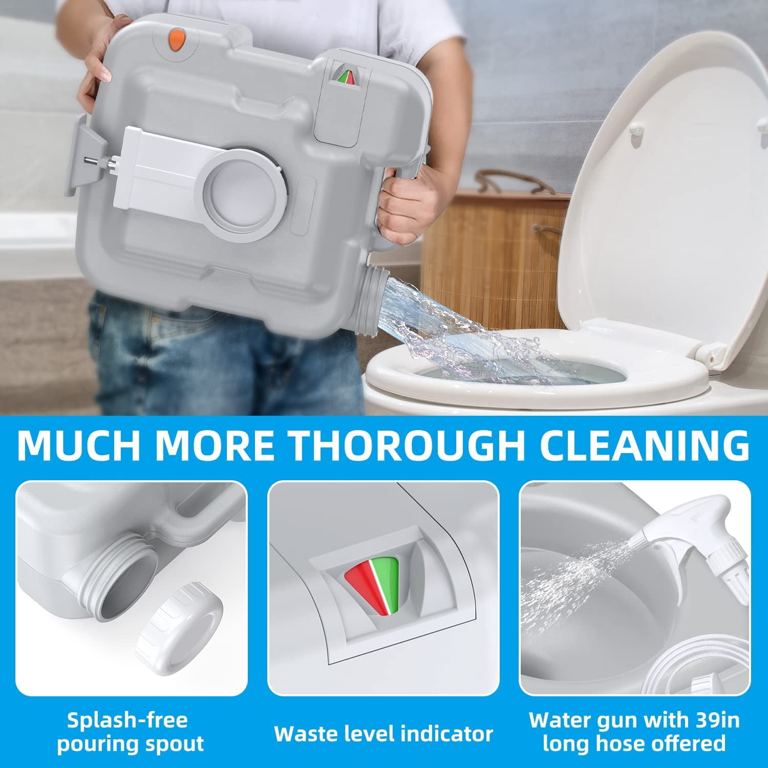 Buy FSROLTPI Portable Toilet, 5.3 Gallon Camping Porta Potty, Travel RV ...