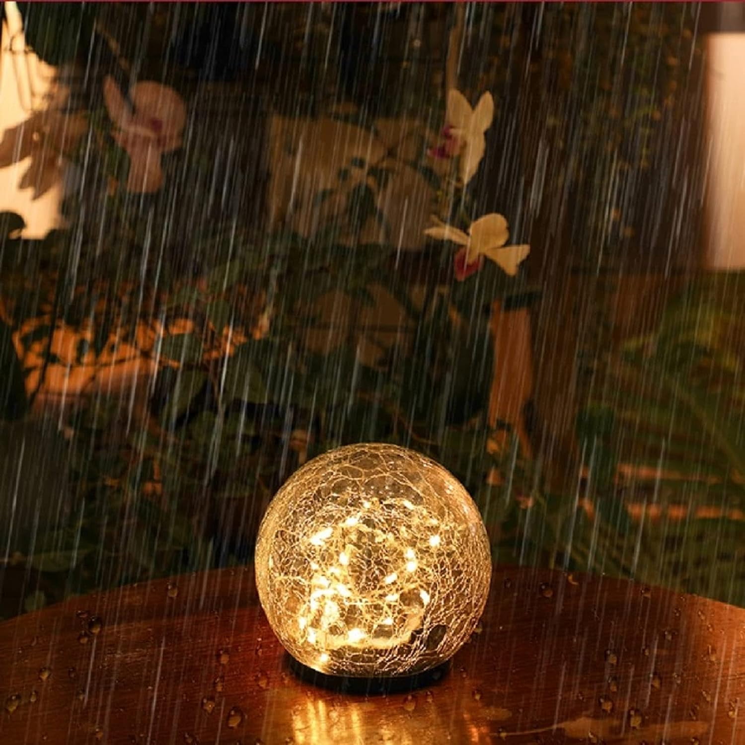 LINLIN Solar Crackle Glass Ball Ground Lights,Solar Power Pathway ...
