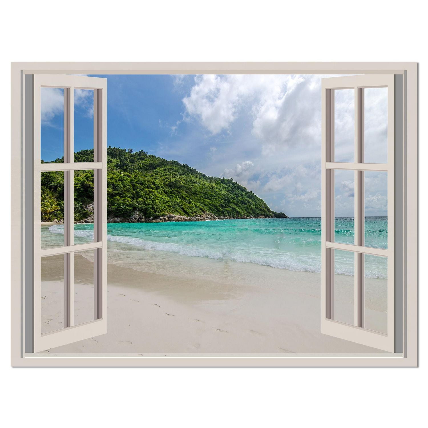 Click here for Designart Open Window To Calm Seashore Canvas Wall... prices