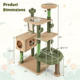 Pefilos 59" Cactus Cat Tree Tower for Indoor Cats, Multi-Level Cat ...