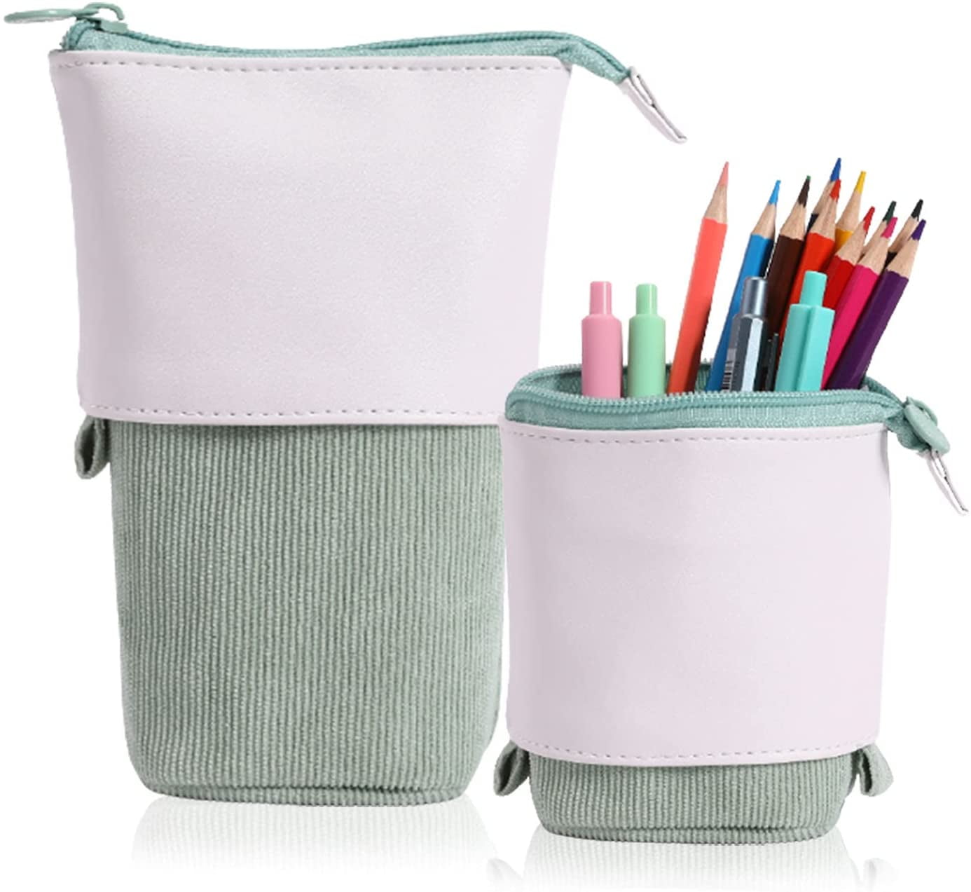 Pop Up Pen Pencil Telescopic Holder Stationery Case, Pu Corduroy Stand ...