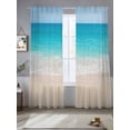Blue Beach Sheer Curtains 96 Inches Long 2 Panels, Coastal Ocean Wave ...