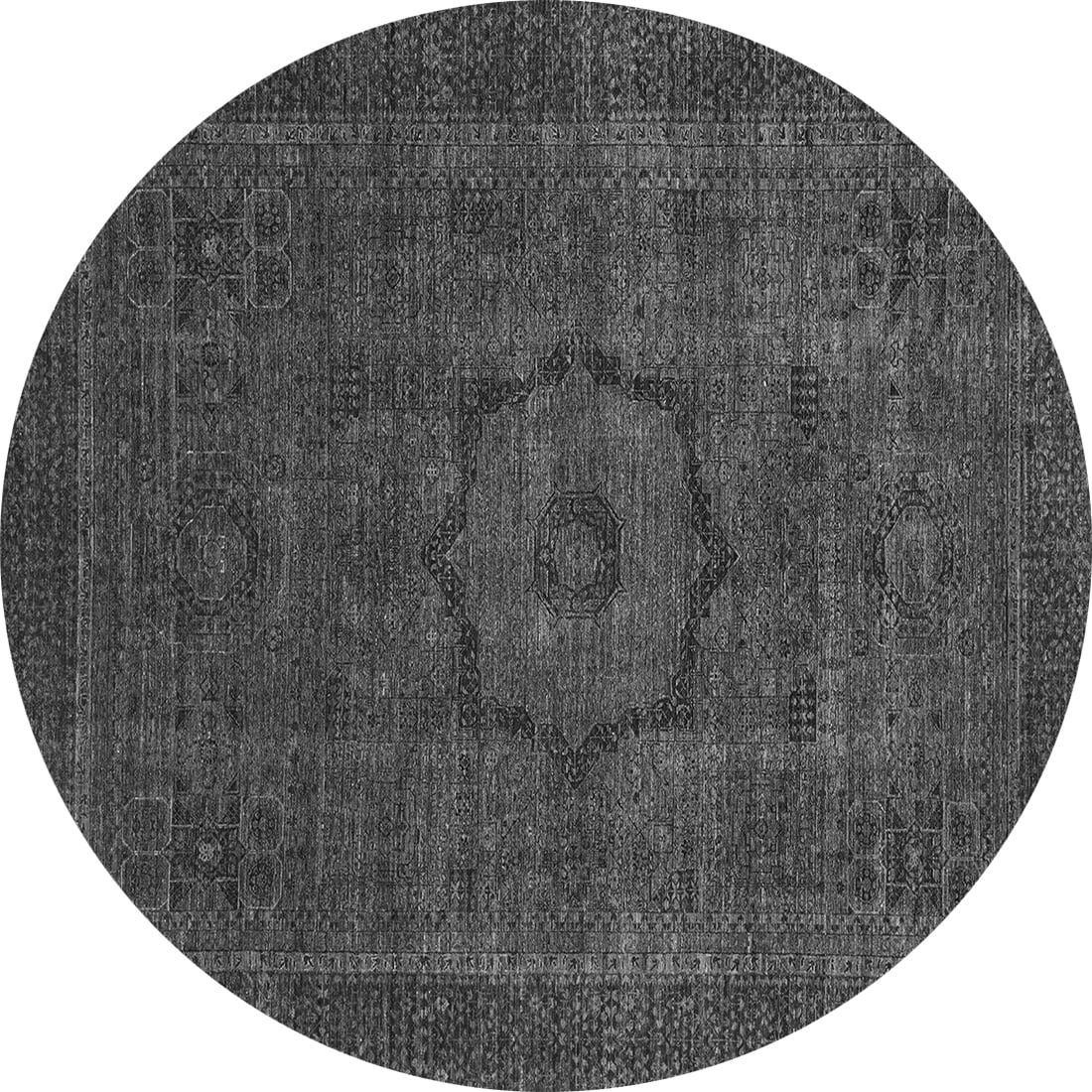 Ahgly Company Indoor Round Abstract Gray Modern Area Rugs, 6' Round ...