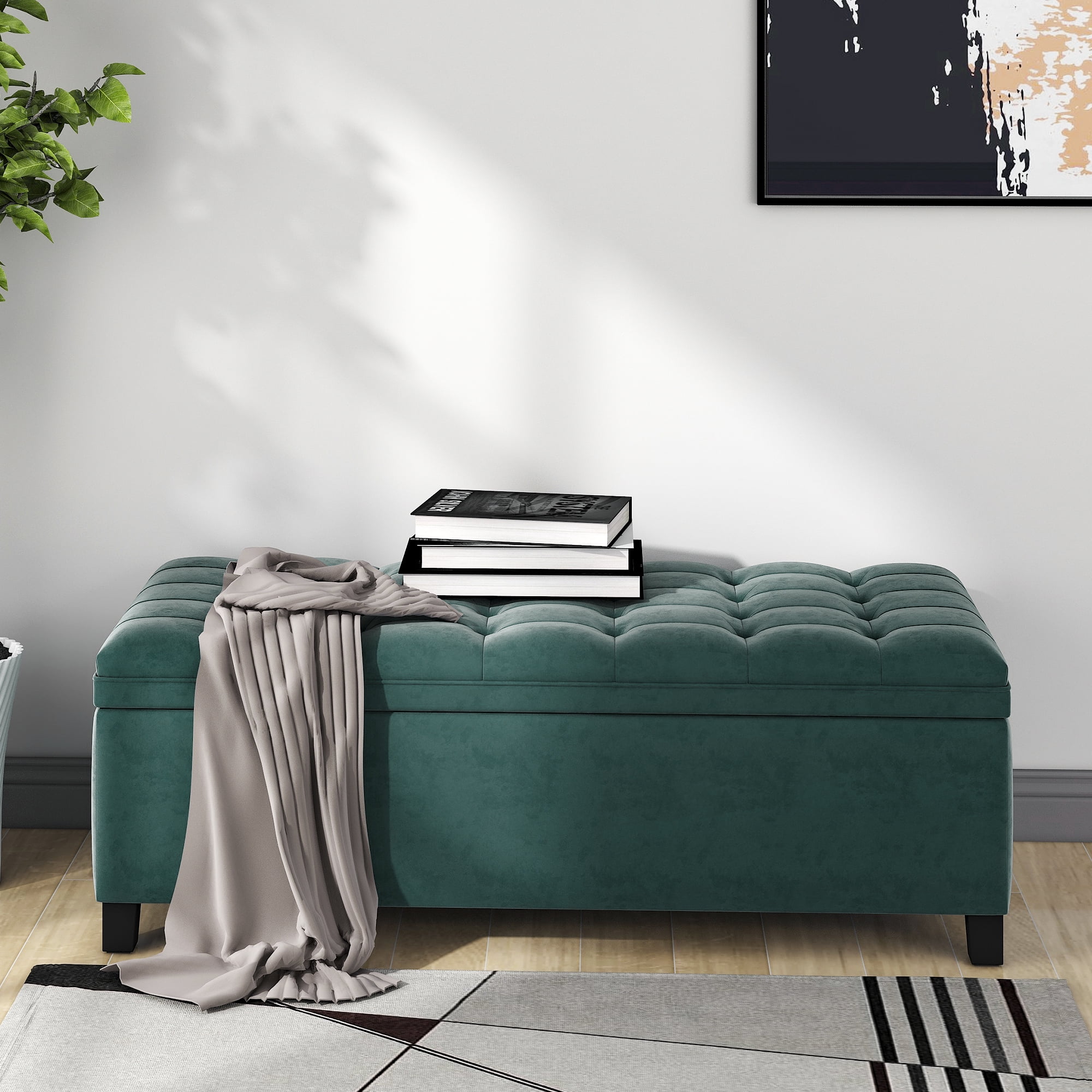 46" Storage Upholstered Bench, Upholstered Bench Chair with Storage ...