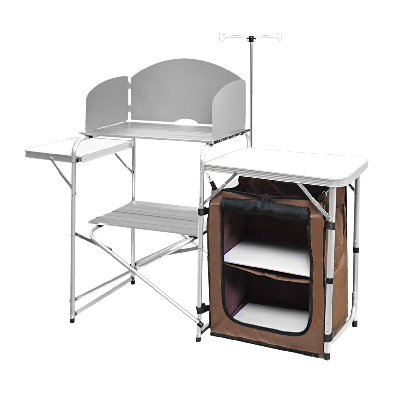 Mesa de cocina para acampar, mesa de campamento, armario plegable, mesa de cocina portátil ...