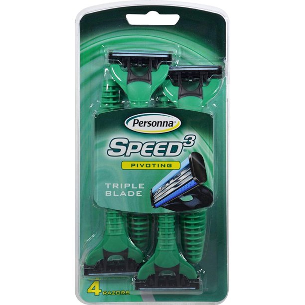 Personna Speed 3 Triple Blade Pivoting Head Disposable Razor For Men ...