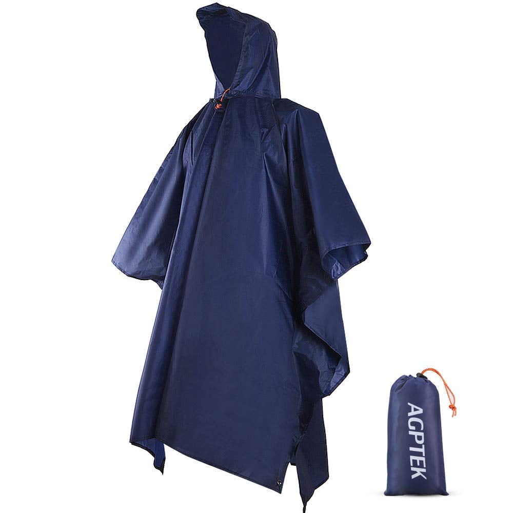 AGPTEK Reusable Rain Ponchos with Hood & 1 Pouch for Adults, Hiking ...
