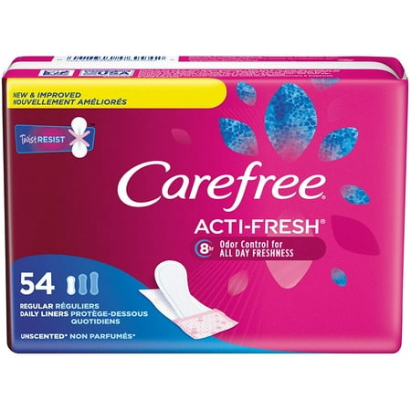 Carefree Acti-Fresh Thin Panty Liners, Soft and Flexible Feminine Care Protection, Regular, 54 ...
