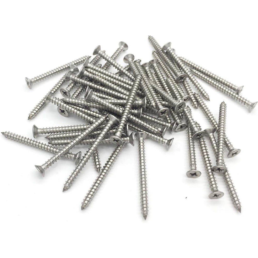 10Pcs M4x45mm Phillips Flat Head Self Tapping Wood Screws,304 Stainless ...