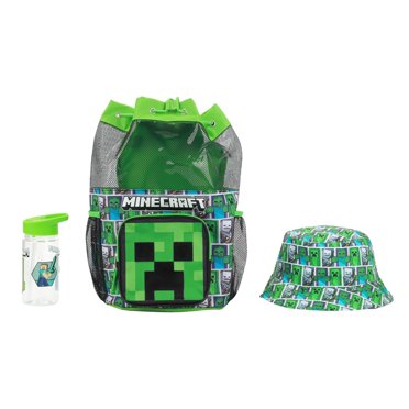 Minecraft Creeper 16" Backpack & Insulated Lunch Box 5 Pc Set, School ...