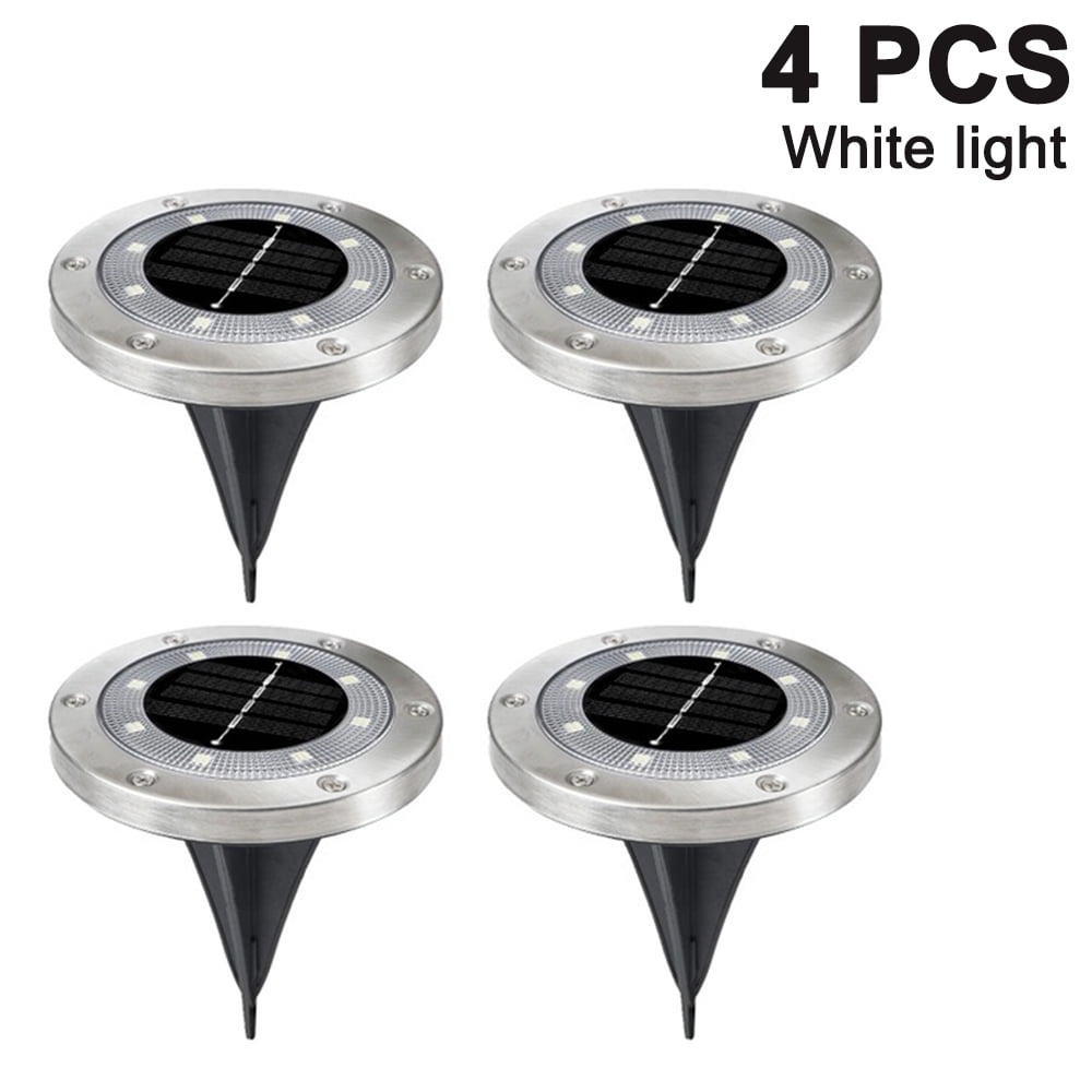 HZKAICUN 4Packs Solar Ground Lights, 8 LED Outdoor Solar Disk Lights ...