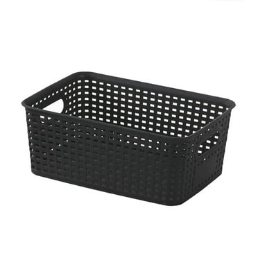 Mainstays Woven Plastic Storage Basket - White 16-Quart Wicker Design ...