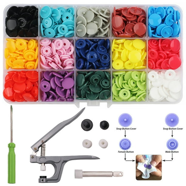 Lieonvis Snaps and Snap Pliers Set,150Sets 15-Colors,T5 Snaps with ...
