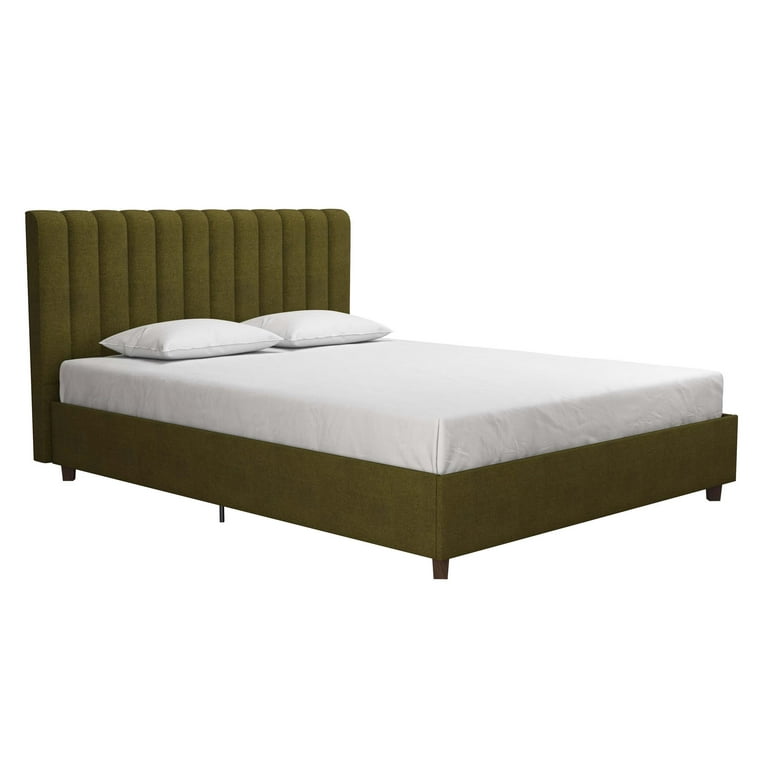 Novogratz Brittany Tufted Upholstered Bed Frame Queen Green Linen Walmart
