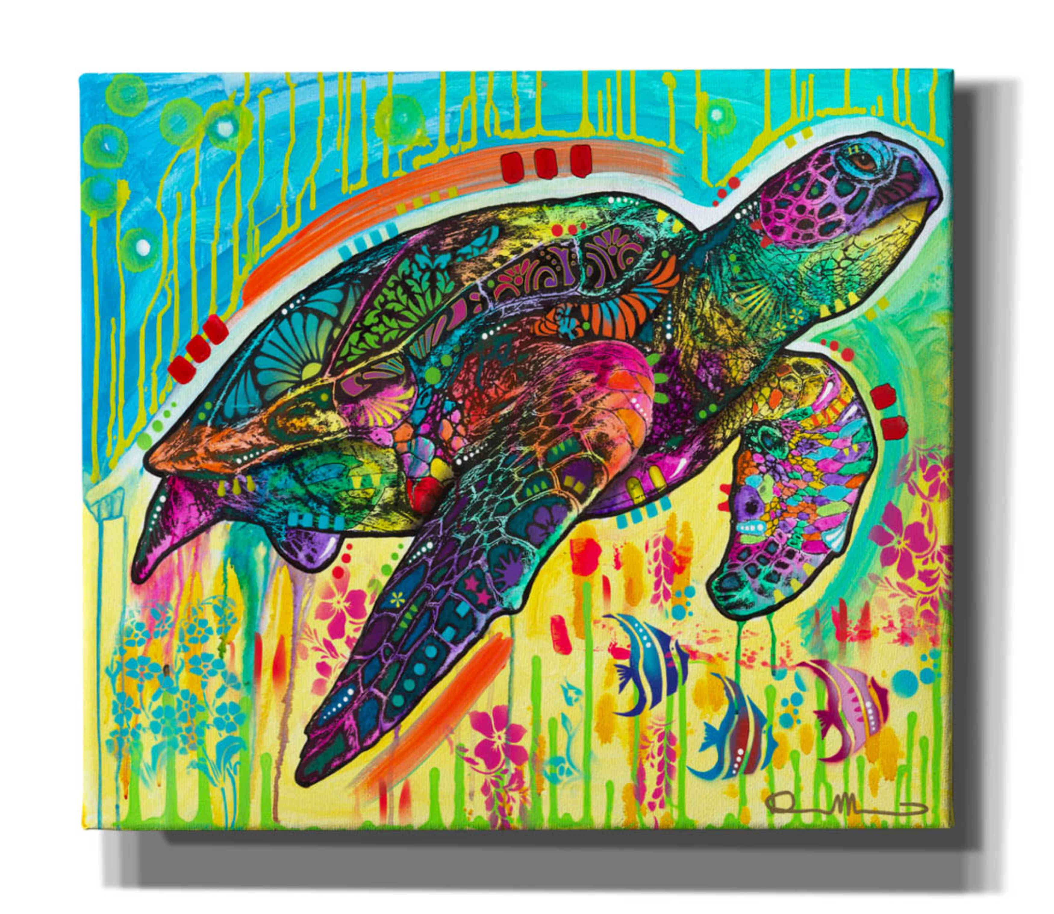Epic Graffiti 'Sea Turtle' by Dean Russo, Canvas Wall Art, 30"x26 ...