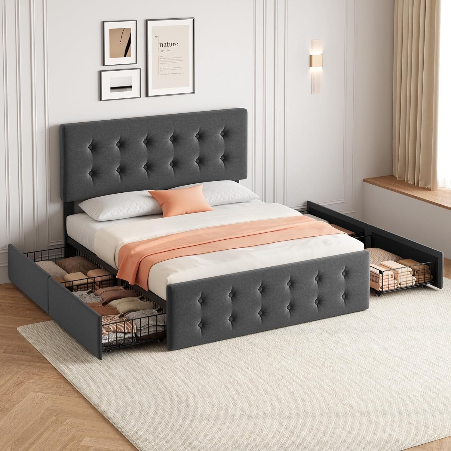 Click here for Tropow Full Size Bed Frame with 4 Storage Drawers... prices