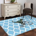 Dinosaur Riding Bike Area Rugs 3x5 ft Vintage Pastoral Blue Texture Washable Rug Non Slip Indoor ...