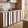 Orange Navy Blue Striped Cabinet Curtain, Modern Sink Skirt for ...