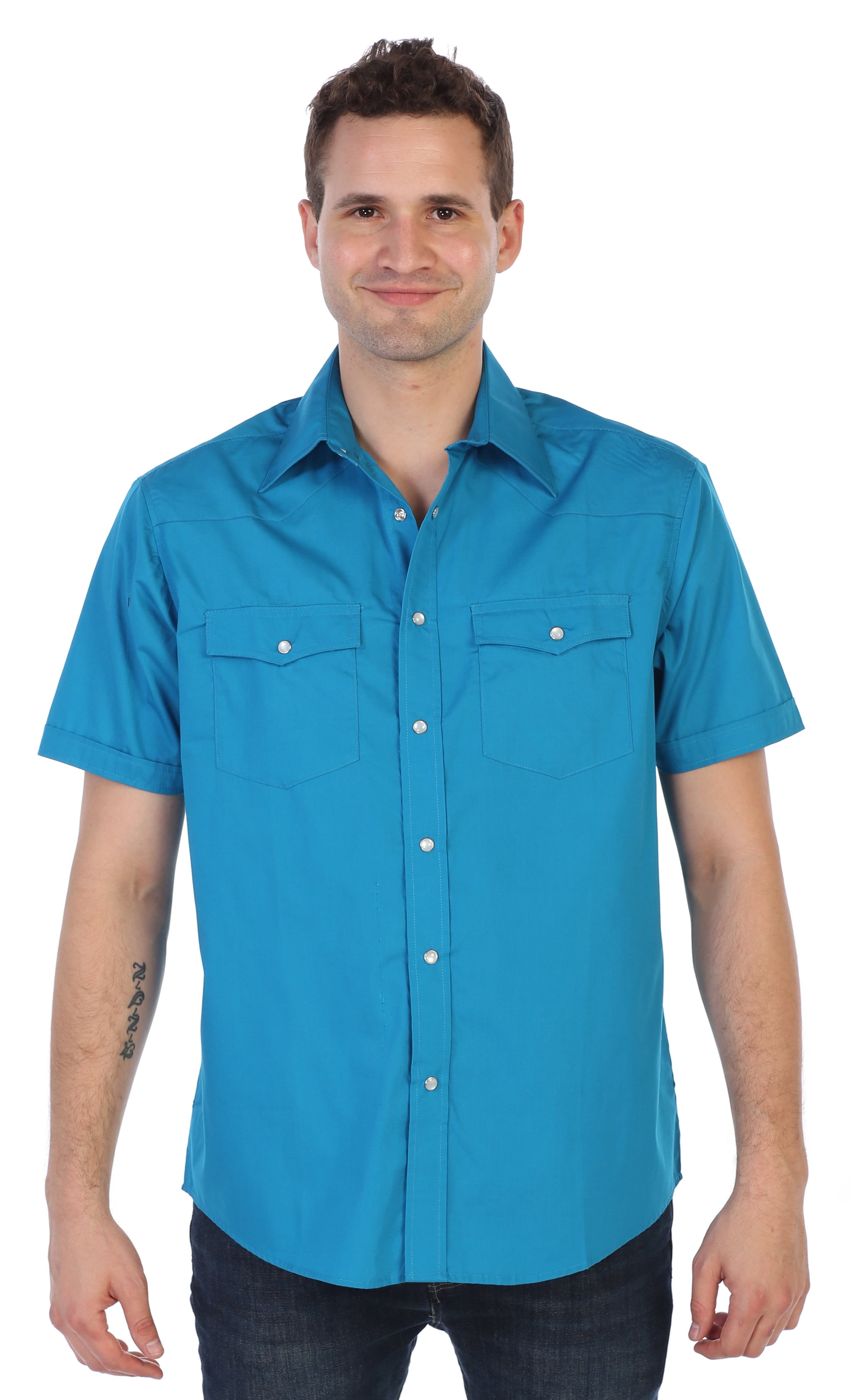 Gioberti Mens Casual Western Solid Short Sleeve Shirt with Pearl Snaps ...
