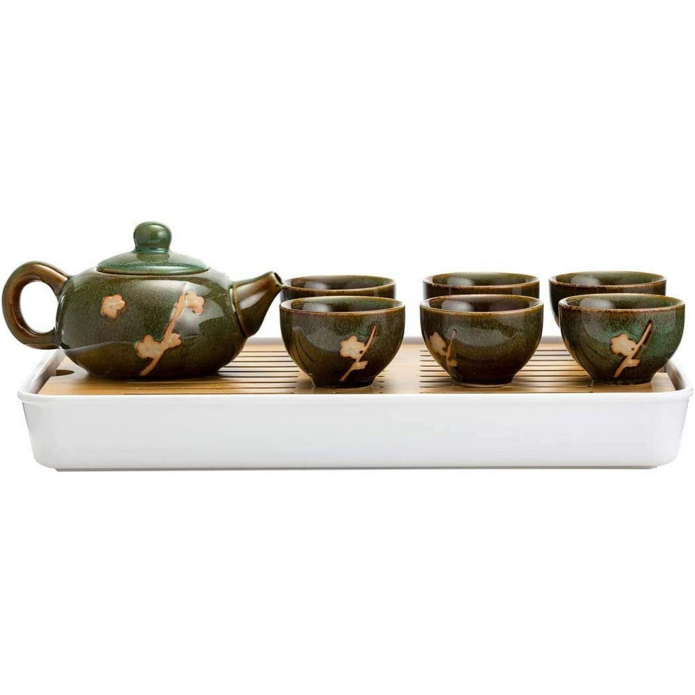 TJ Global Chinese/Japanese Ceramic Tea Set, 100% Handmade Traditional ...