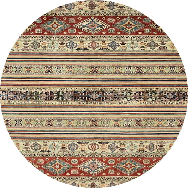 Ahgly Company Indoor Round Abstract Chestnut Brown Abstract Area Rugs ...
