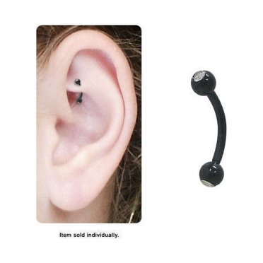 Titanium Curved Rook Earring with Cz Jewels - Walmart.com