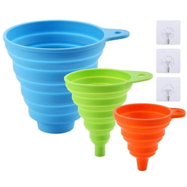 4-Pc Food Grade Safe Silicone Funnel Set: Foldable, Flexible for ...