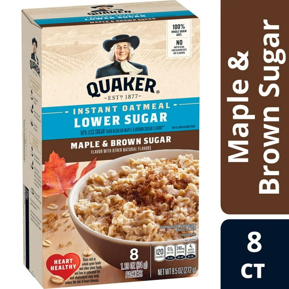 Quaker Instant Oatmeal, Maple and Brown Sugar, High Fiber, 8 Count ...