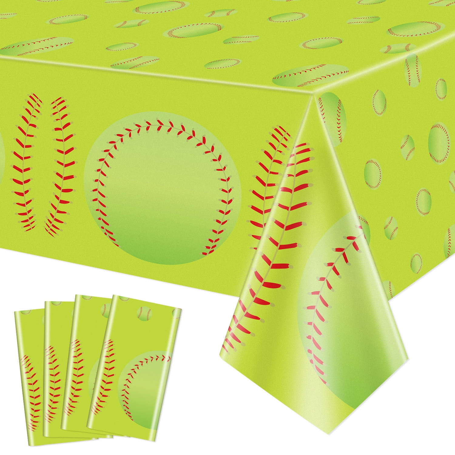 4-Pack Softball Tablecloth for Girls: 86.6"x 51.2" Party Supplies ...