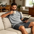 BRANROY Mens Pajamas Set - Color Block Summer Short Sleeve Pajamas for ...
