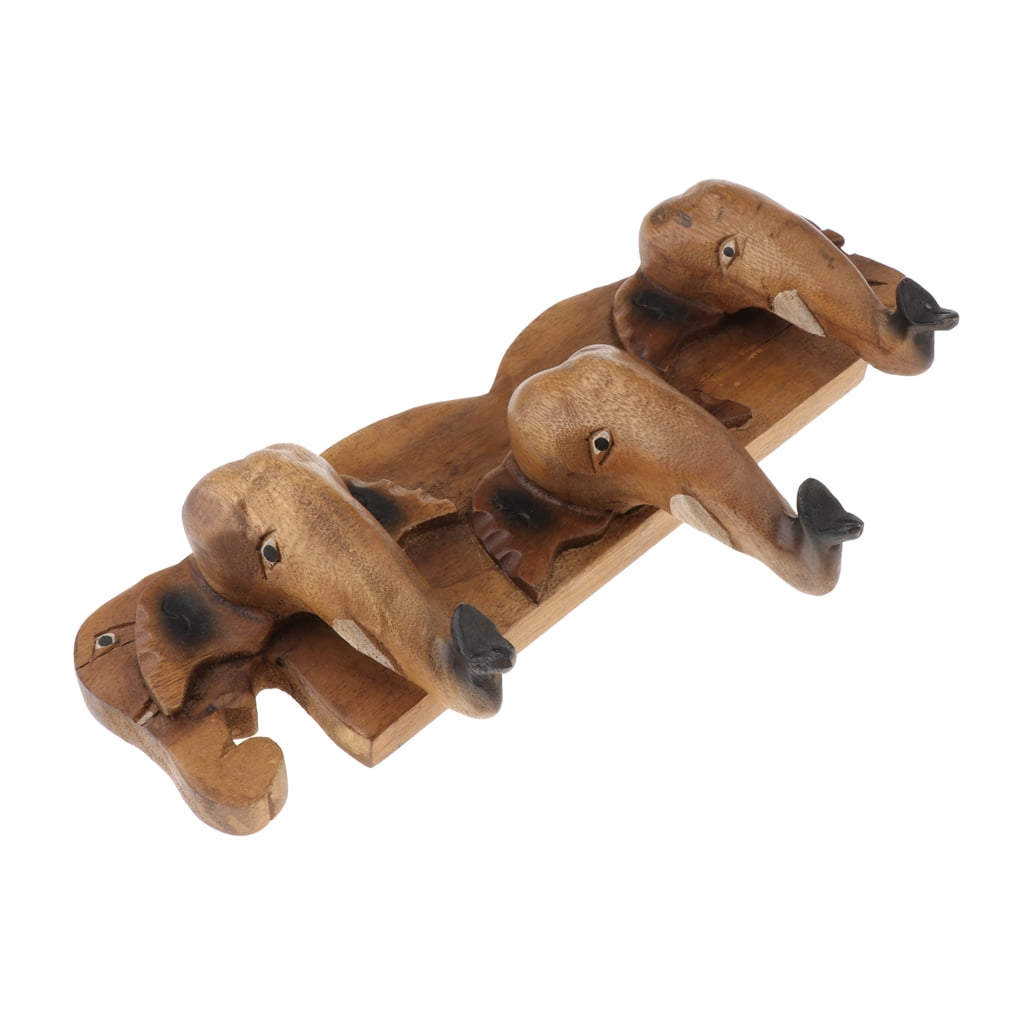 Wooden Wall Mount hanger Creative elephant head Animal coat hook ...