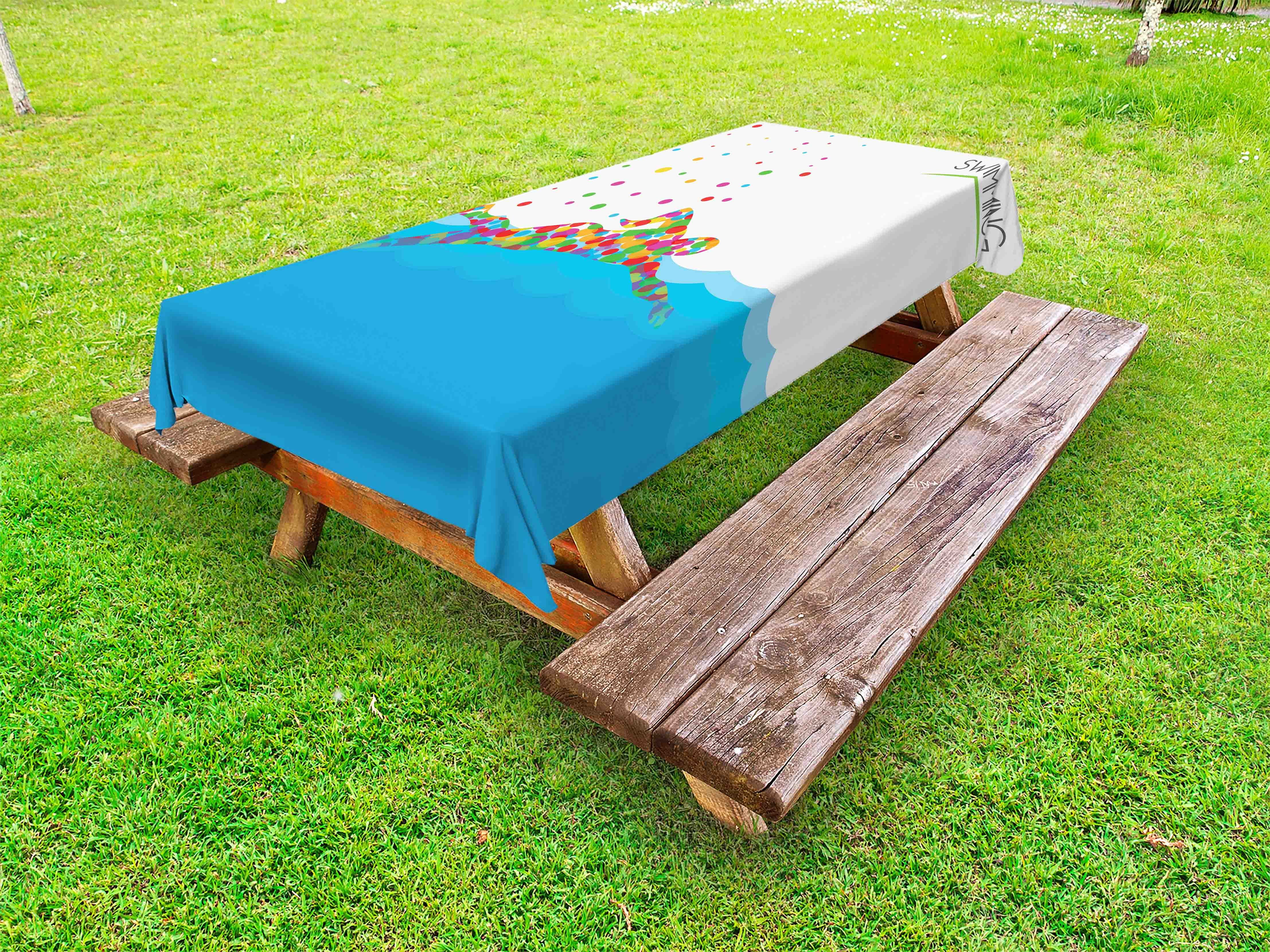 Olympics Outdoor Tablecloth, Pattern of Swimmer in Pool with Different ...