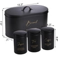 Set of 4 Bread Box and Canister Set for Kitchen Countertop, Metal Bread ...