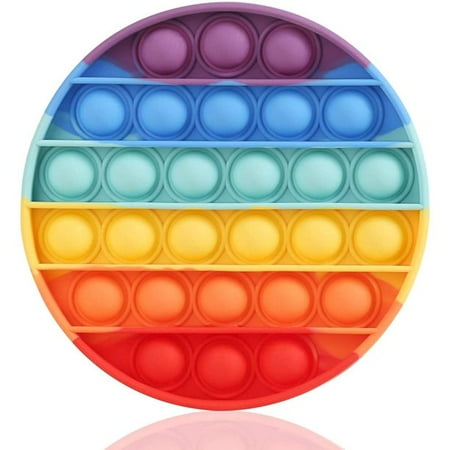 Circle Rainbow Push Pop It Fidget Toy Waffle Bubble Popper Stress ...