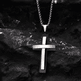 14K White Gold Filled Two-Tone Double Layer Chunky Cross Pendant ...
