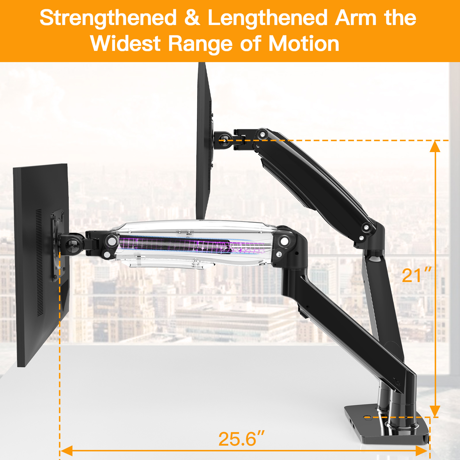 Buy Full Motion Dual Monitor Stand Mount Fits Two 13-35 Inch Computer ...