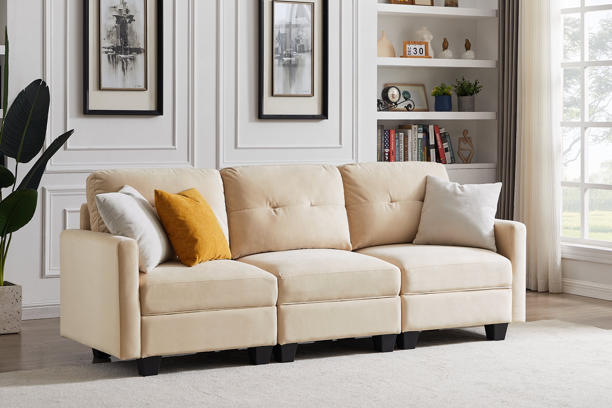 Lecut 3 Seater Sofa Couch Velvet Modular Sectional Couch with Storage ...