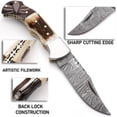 Lara Eagle Damascus Pocket Knife for Men - Multi Layer Solid Steel ...