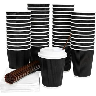 CHARMOUNT 100 Pack 12 oz Single Use Disposable Coffee Cups, Insulated ...