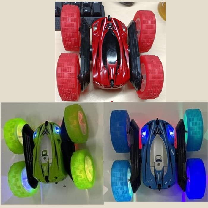 3 Pack Remote Control Stunt Cars with Wheel Lights, Blue Red and Green ...