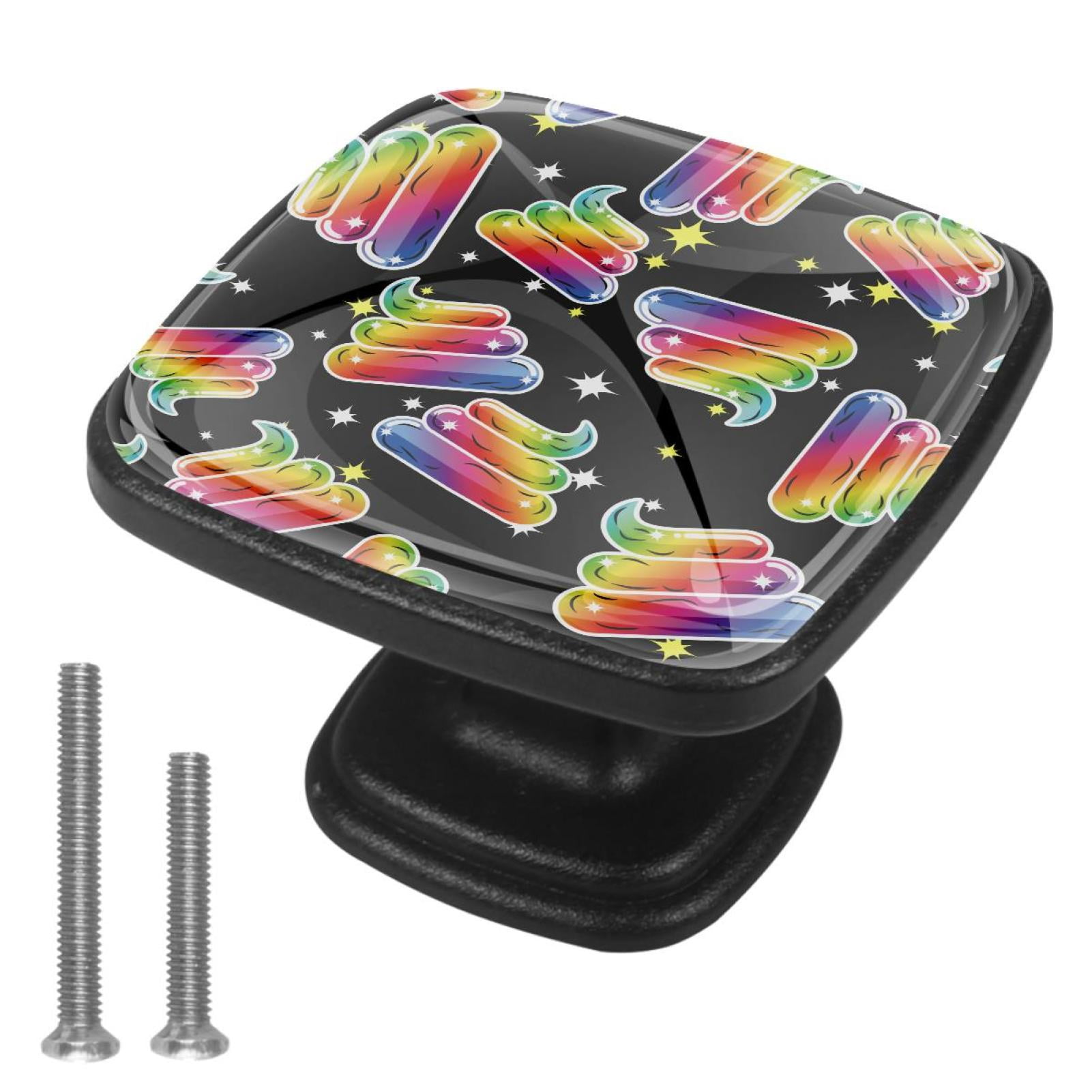 4 Pcs Cabinet Handle Drawer Pulls Rainbow Poop Knobs with Screws Square ...