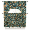 Color Block Swag Curtains Valance and Tier Set, Orange Green Check ...