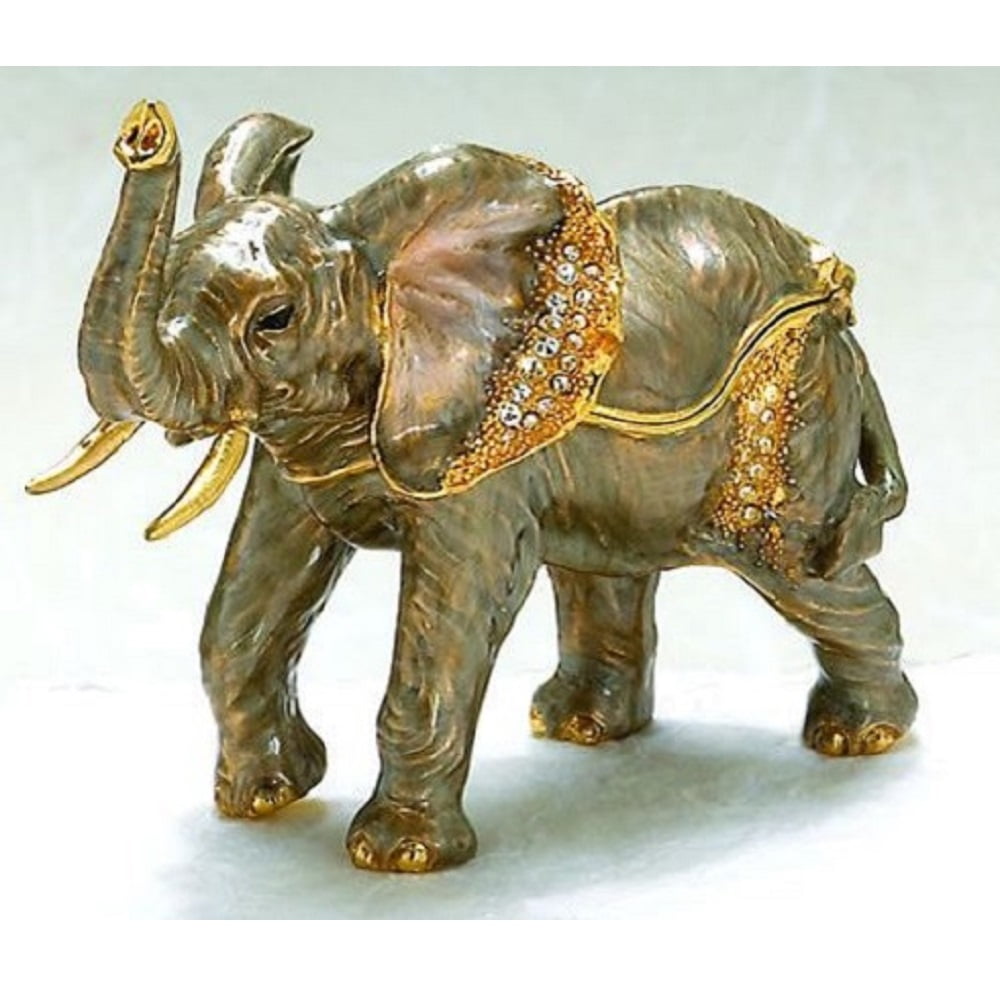 Elephant Austrian Crystal Enameled African Wild Life Jewelery Trinket ...