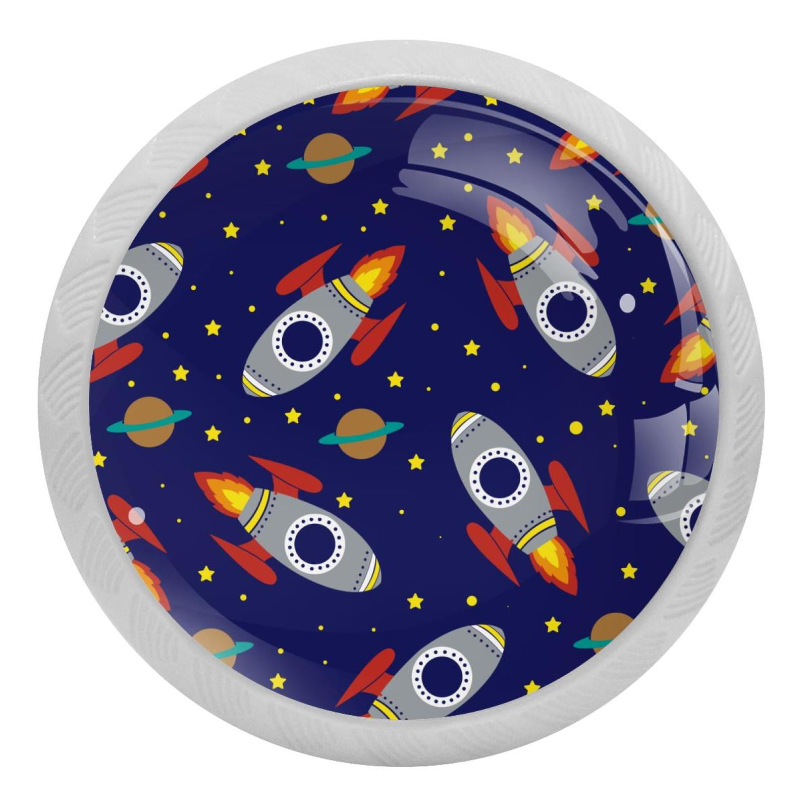 4PCS Round Rocket Pattern Cabinet Fluorescence Knob Glowing in the Dark ...