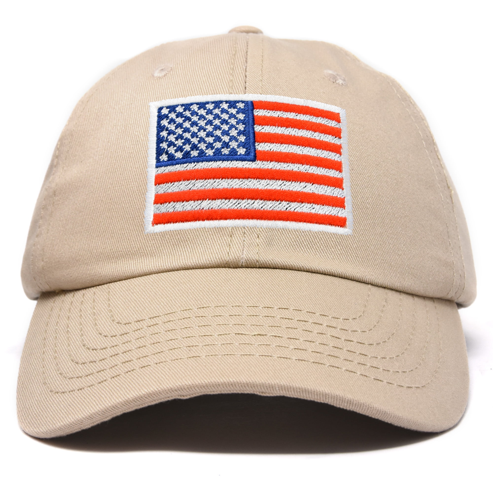DALIX American Flag Hat Premium USA Baseball Cap in Khaki - Walmart.com