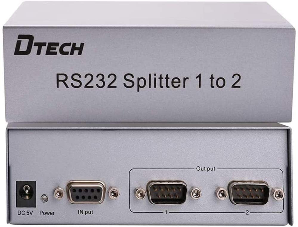 Dtech Powered 2 Port Serial Rs232 Splitter 1 In 2 Out Db9 Distribution Box 2 Way Com Port
