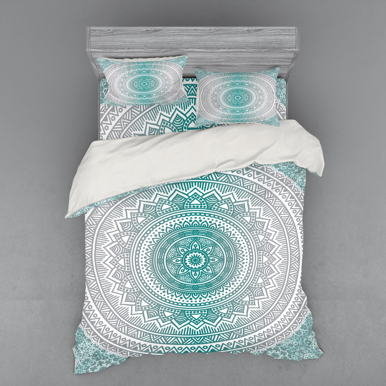 Ambesonne Mandala Bedding Set 4 Pcs, Boho Art Work, Queen, Grey Teal ...