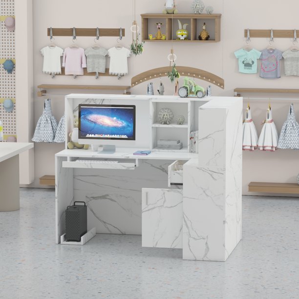 Reception Center for Office, Reception Station with Drawers and Open ...