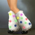 Aodebiao White Faux Fur Leg Warmers Light Up Rave LED Leg Cover 80s ...